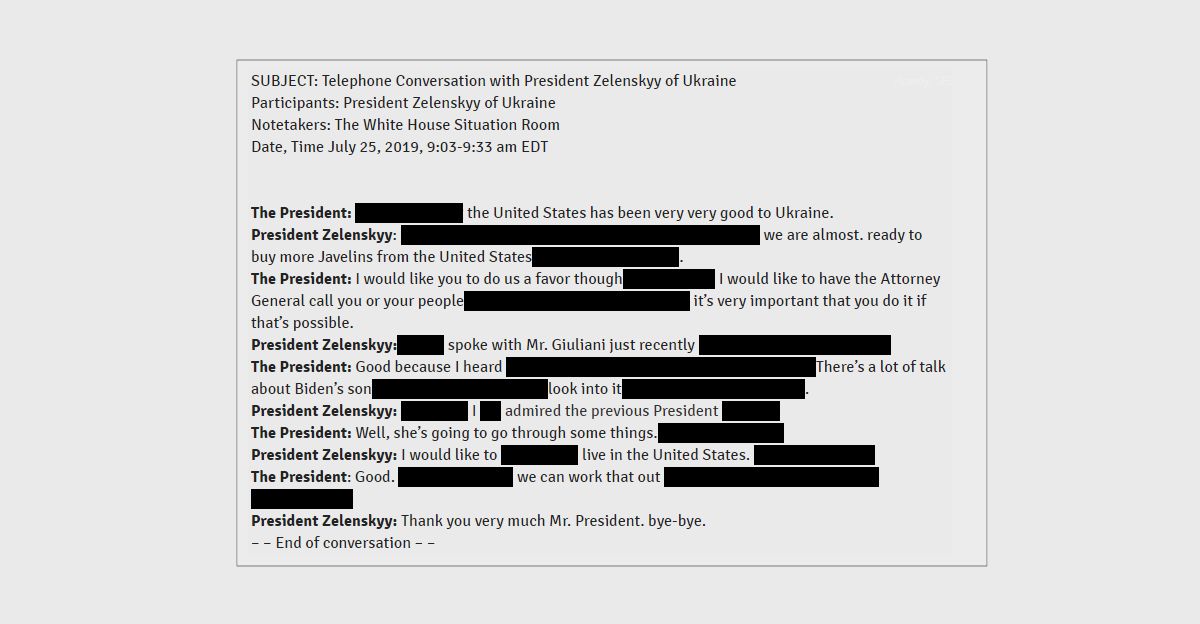 Redacted Donald Trump Ukraine Transcript Call | SEO-Alien